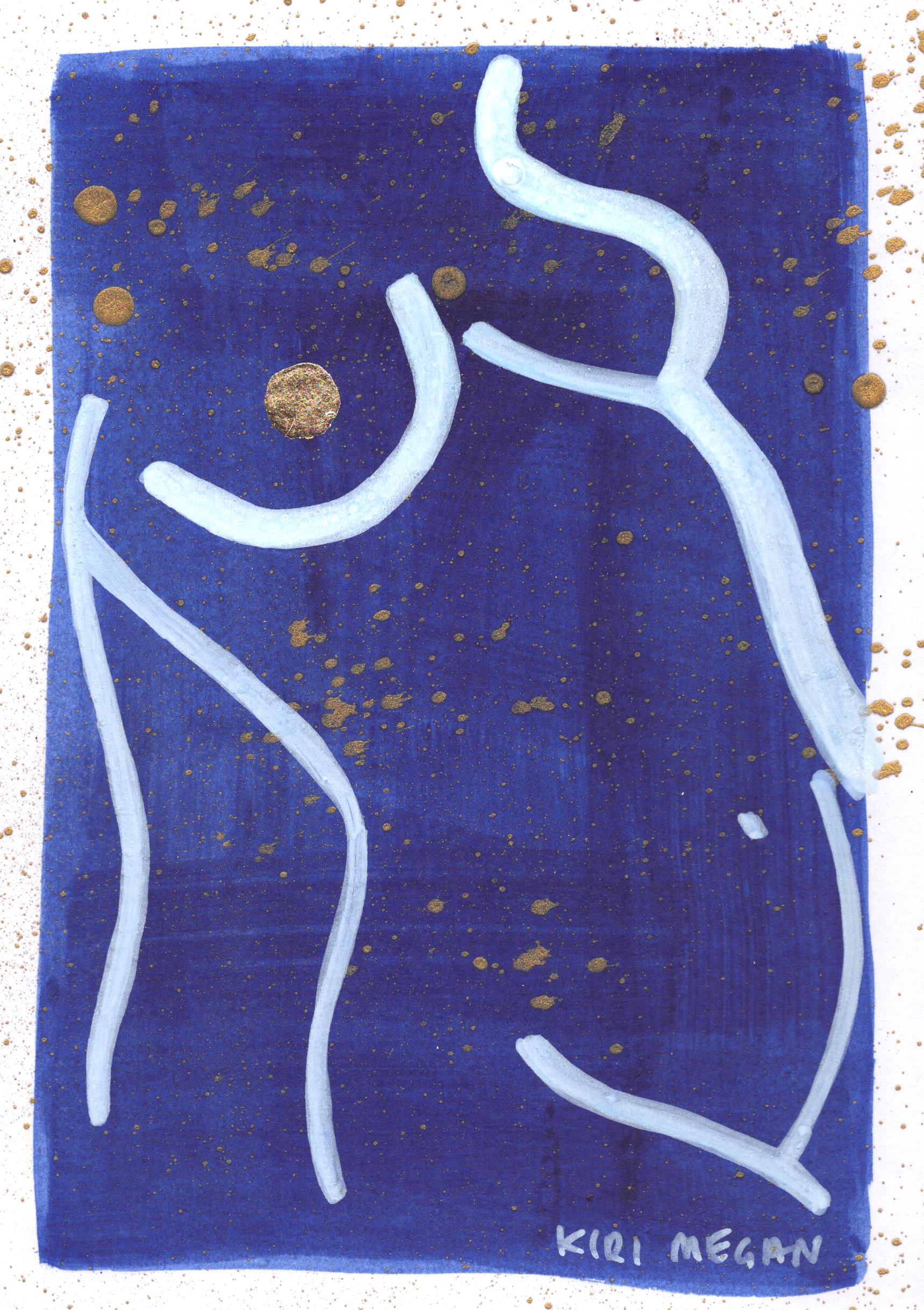 Marine I – Ultramarine Ink Figurative Painting (A5) – Kiri Megan